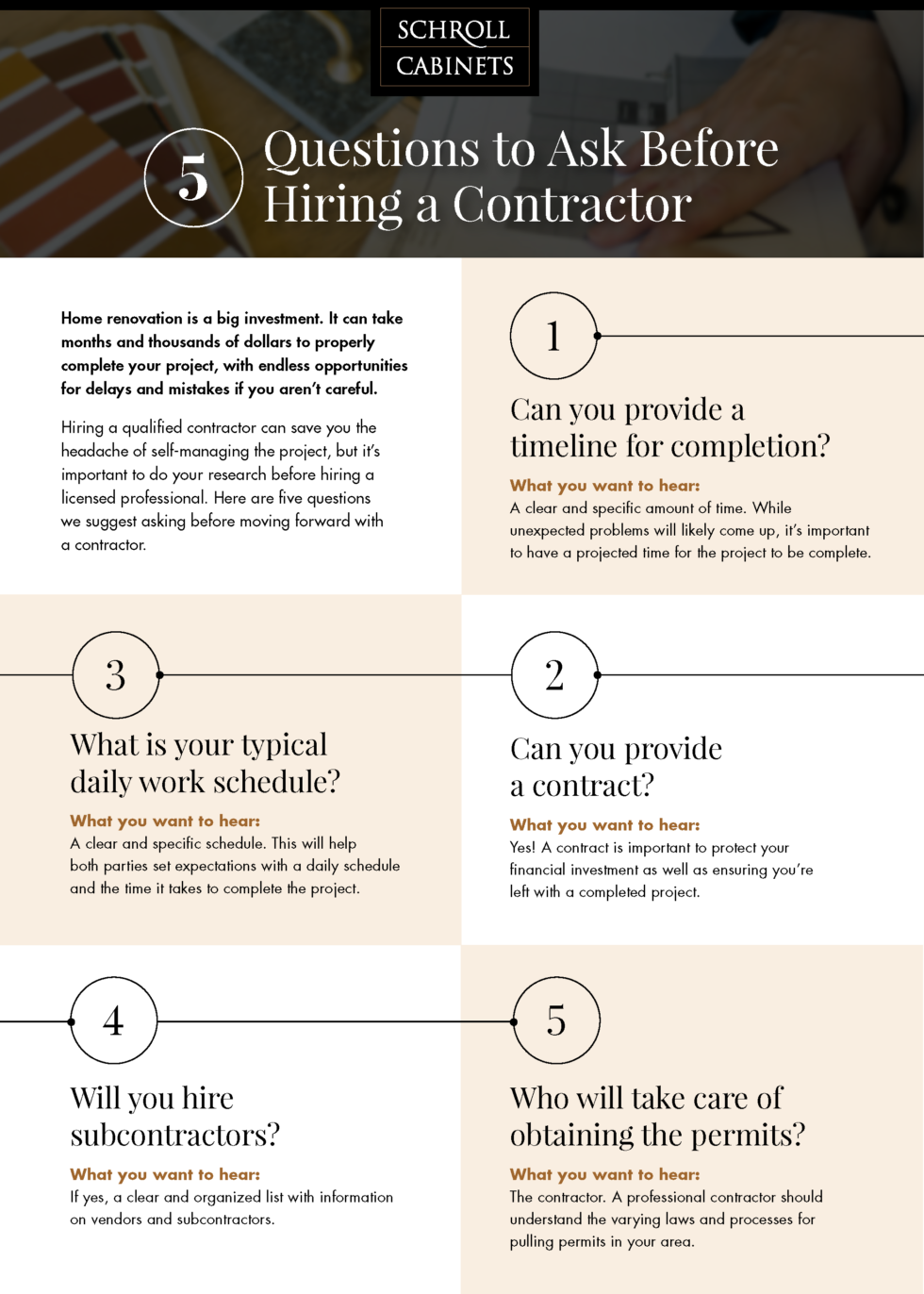 5 Questions to Ask Before Hiring a Contractor | Schroll Cabinets